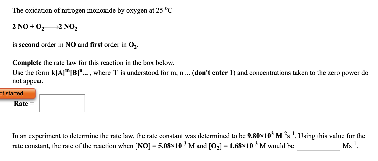 Solved The reaction of nitrogen monoxide with ozone at 25 °C | Chegg.com
