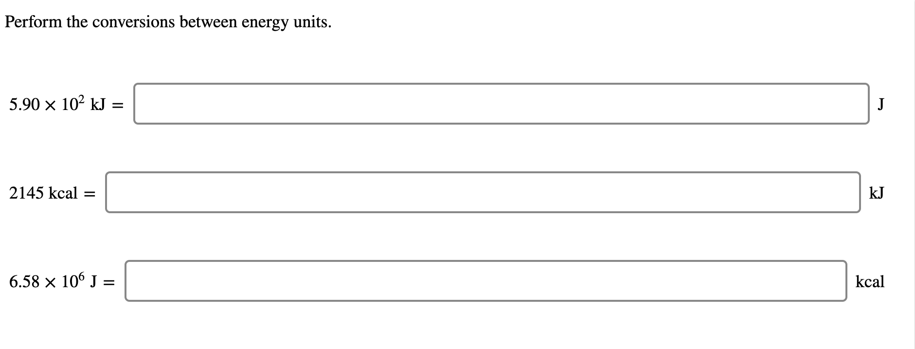 Solved Perform the conversions between energy units. 5.90 x | Chegg.com