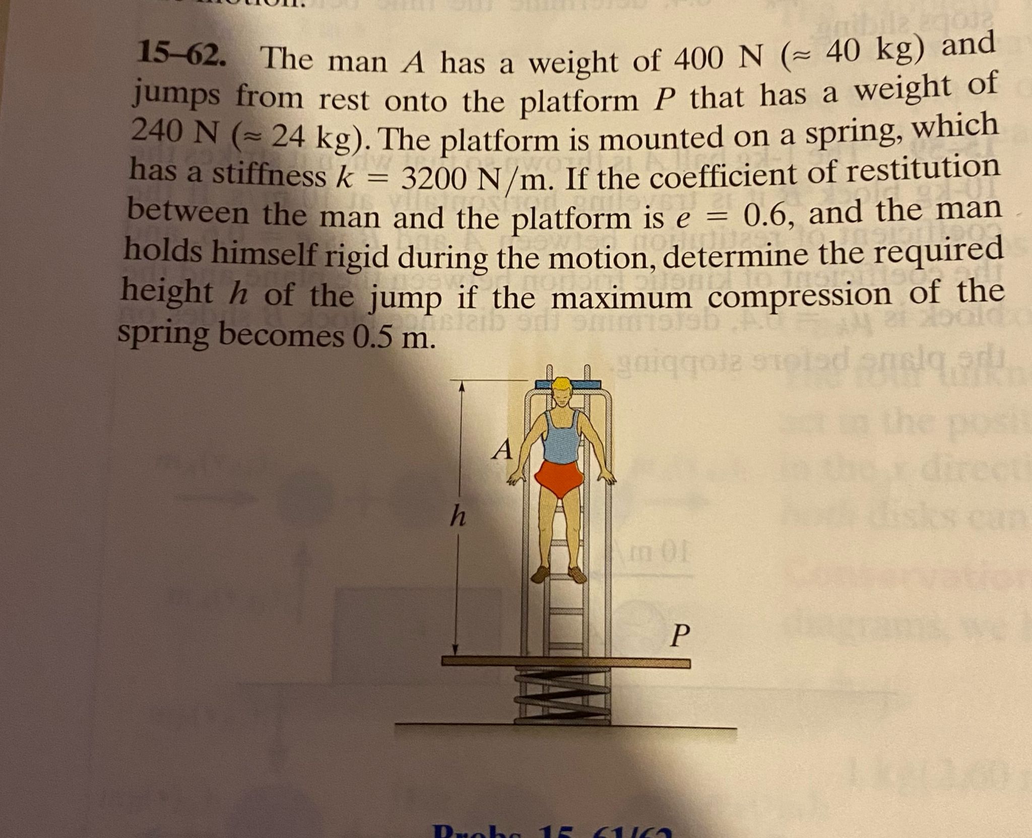 Solved 15-62. ﻿The man A has a weight of 400N(~~40kg) ﻿and | Chegg.com