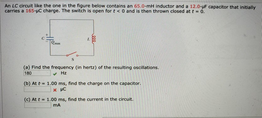 Solved An LC circuit like the one in the figure below | Chegg.com