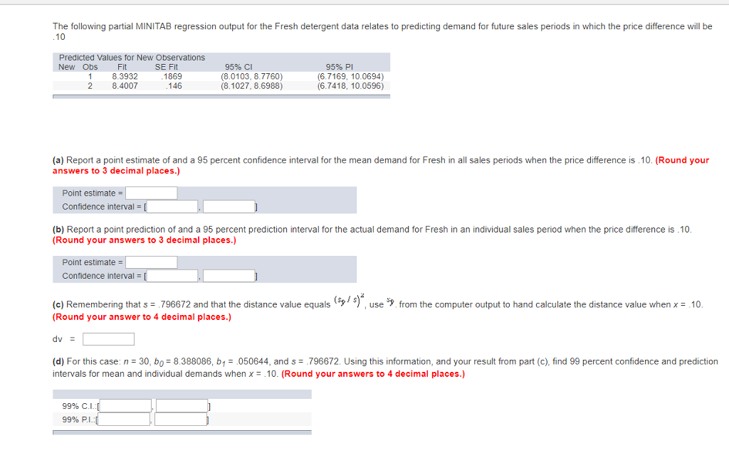 Solved The following partial MINITAB regression output for | Chegg.com