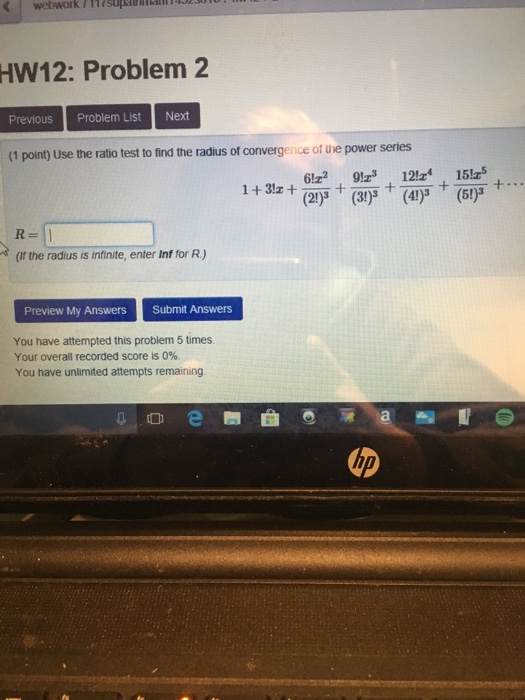 Solved webwork/hsupaam HW12: Problem 2 Previous Problem List | Chegg.com
