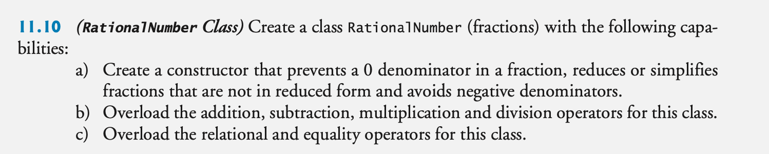 Solved 11.10 (Rational Number Class) Create a class Rational | Chegg.com