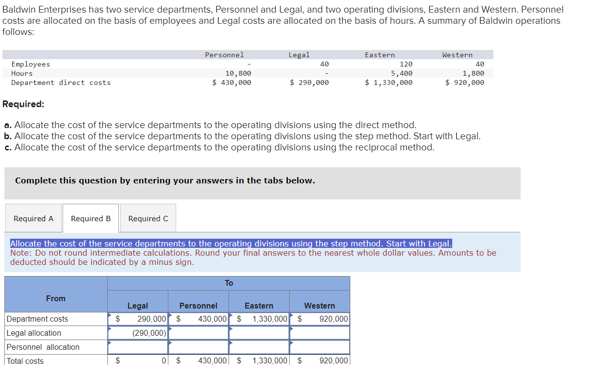 Baldwin Enterprises has two service departments, | Chegg.com