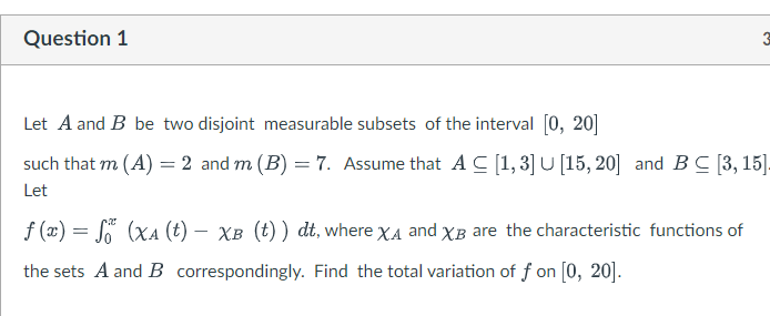 Solved Let A and B be two disjoint measurable subsets of the | Chegg.com