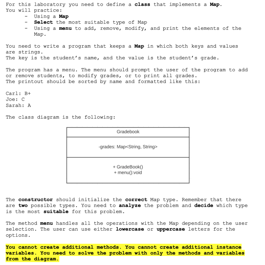 Solved For this laboratory you need to define a class that | Chegg.com