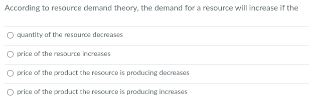 Solved According to resource demand theory, the demand for a | Chegg.com