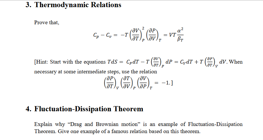 Solved 3. Thermodynamic Relations Prove that, | Chegg.com