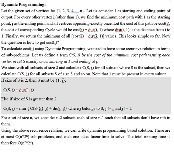 Solved Experiment IV: Dynamic Programming 2. Main | Chegg.com