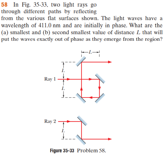 Solved 58 In Fig. 35-33, two light rays go through different | Chegg.com
