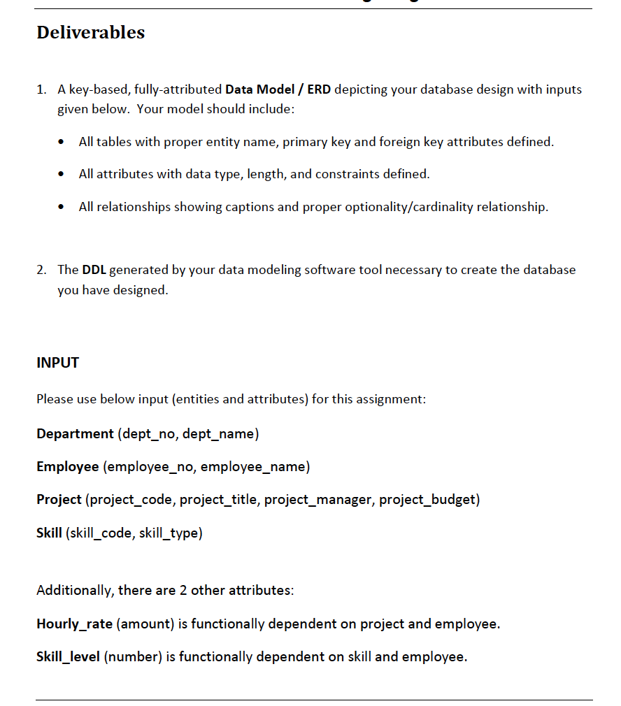 Deliverables 1. A key-based, fully-attributed Data | Chegg.com