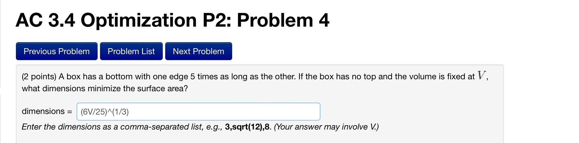 Solved AC 3.4 Optimization P2: Problem 4 Previous Problem | Chegg.com