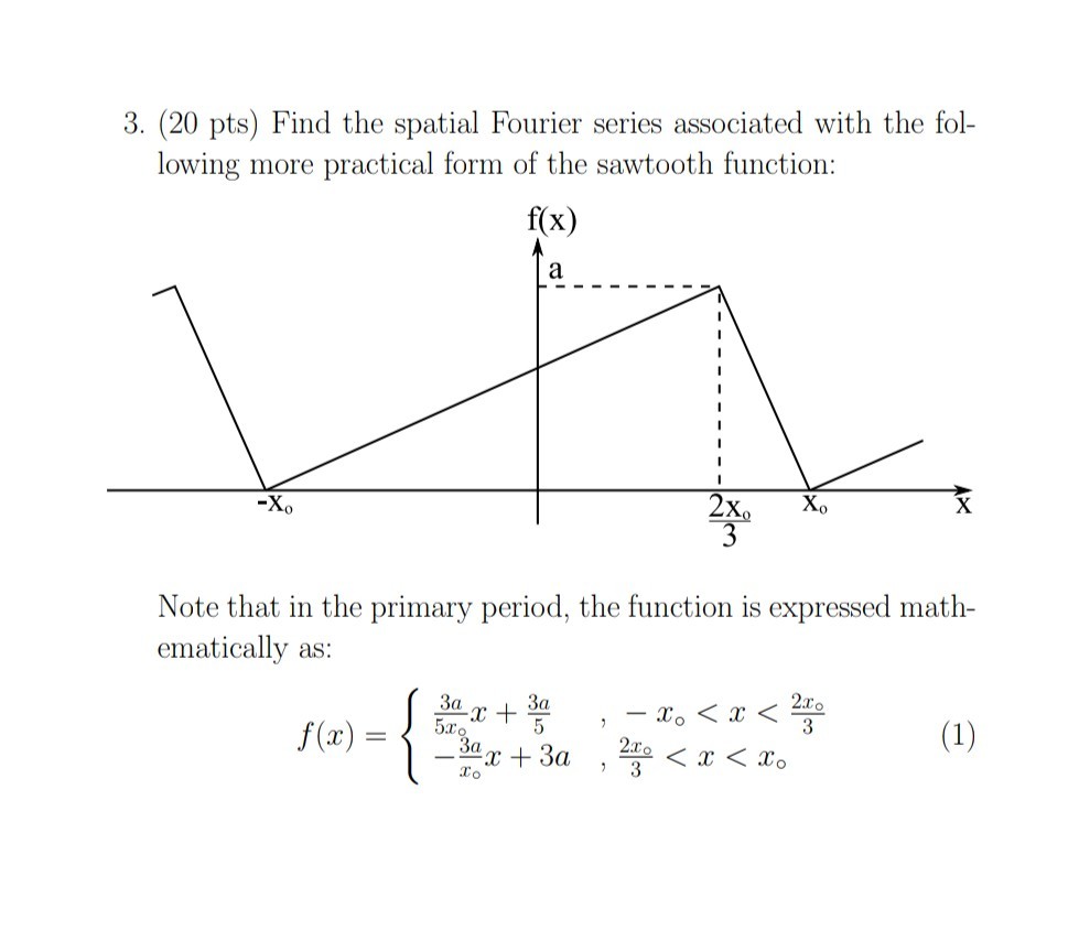 Solved 3. (20 pts) Find the spatial Fourier series | Chegg.com