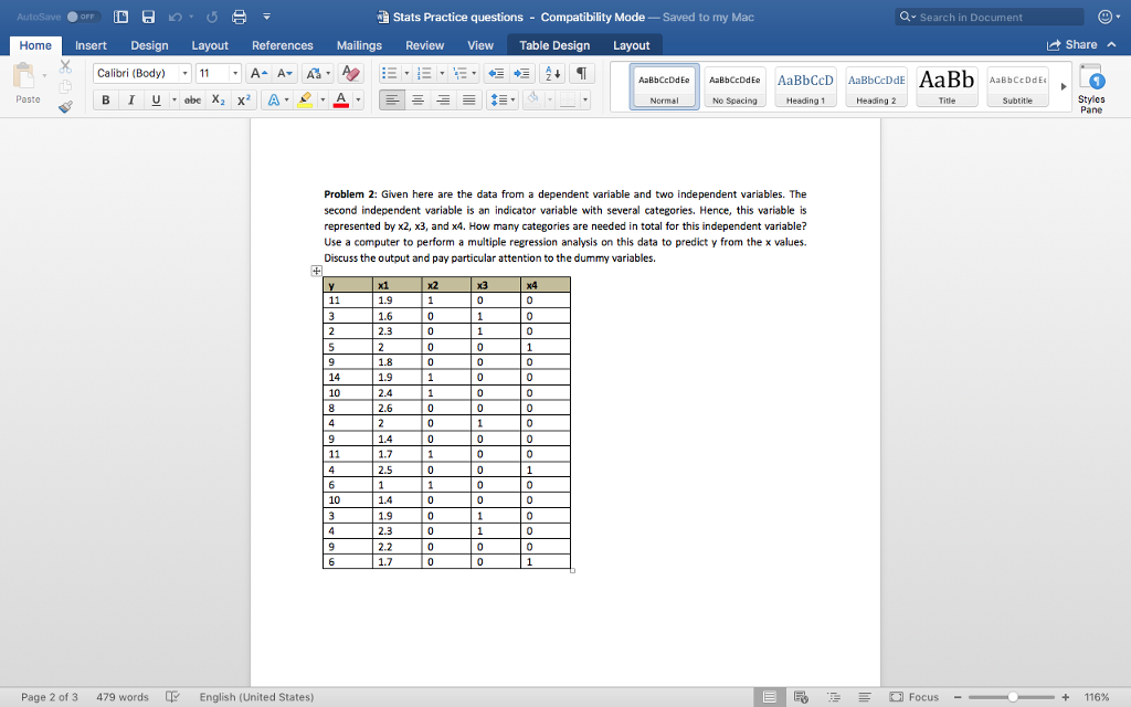 Solved AutoSave oFF Stats Practice questions-Compatibility | Chegg.com