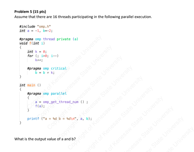 Solved Problem 5 ( 15 ﻿pts)Assume that there are 16 ﻿threads | Chegg.com