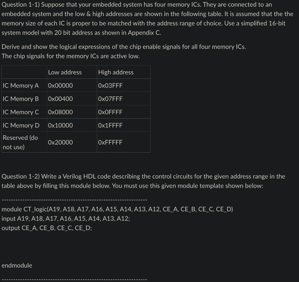Question 1-1) Suppose that your embedded system has | Chegg.com