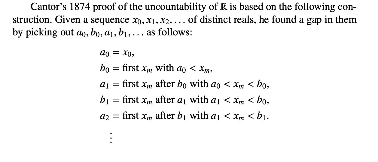 Solved Cantor's 1874 proof of the uncountability of R is | Chegg.com