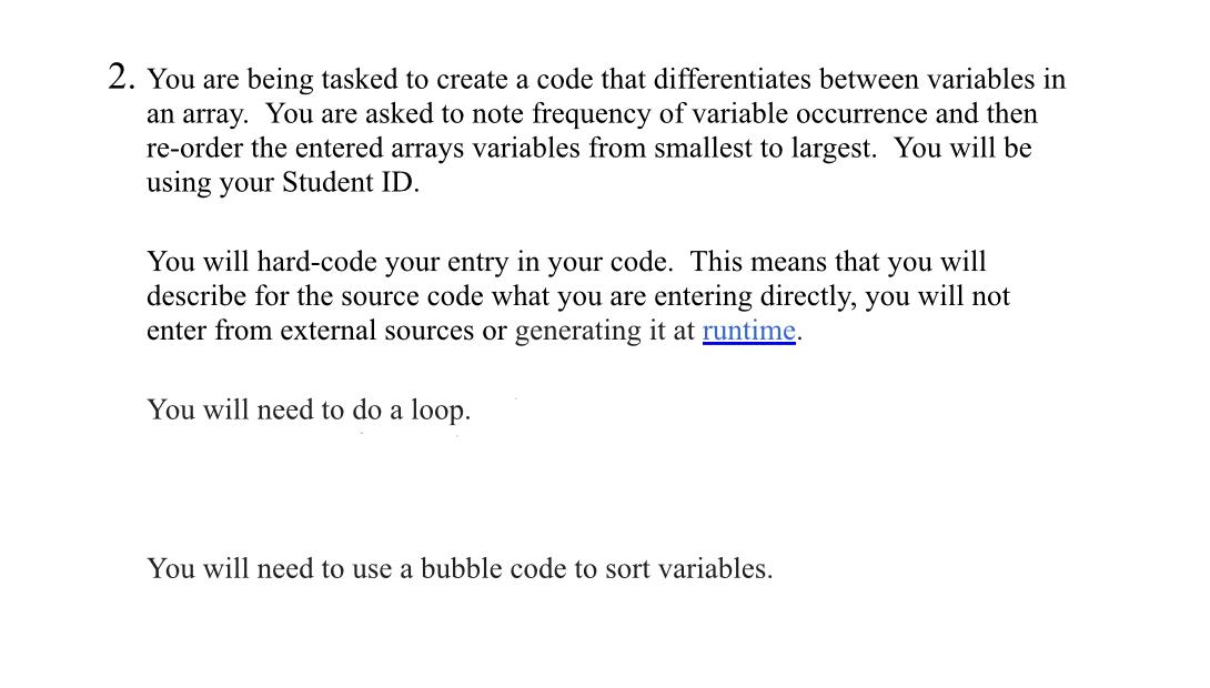 Solved 2. You are being tasked to create a code that | Chegg.com