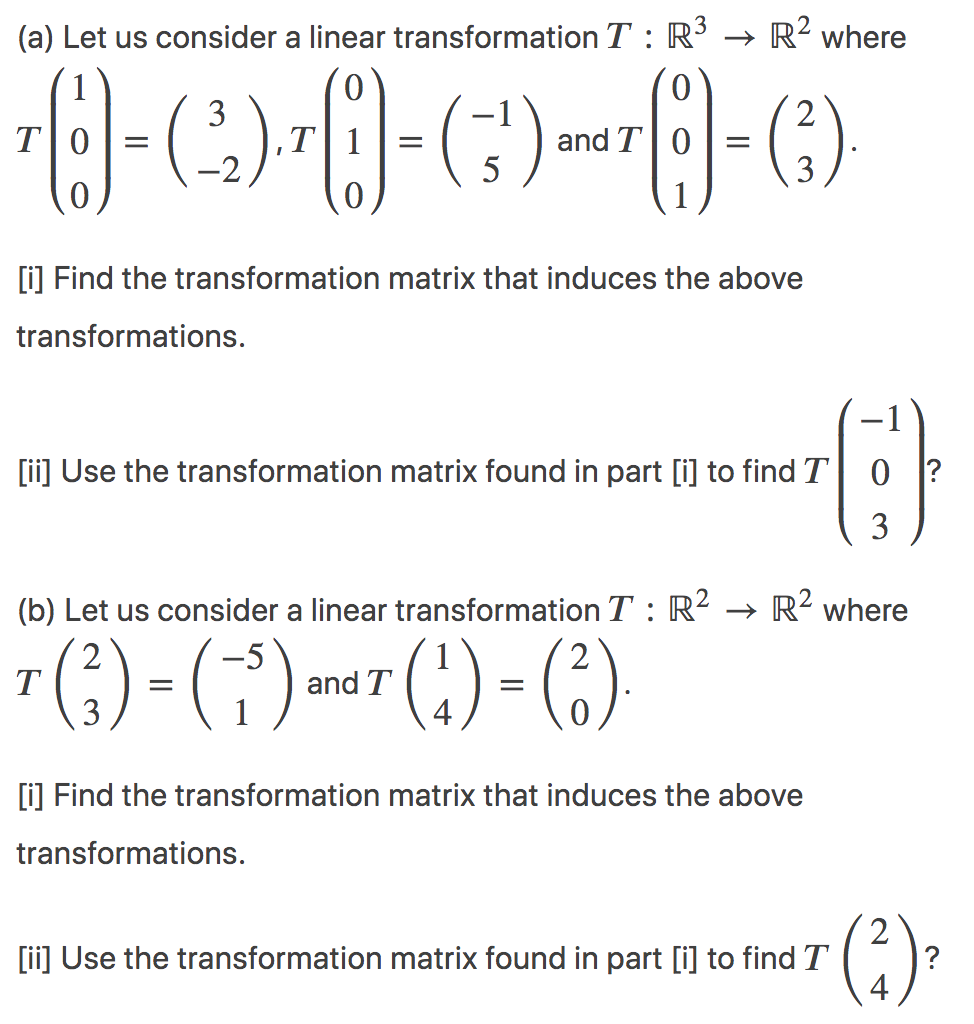 Solved (a) Let us consider a linear transformation T:R3→R2 | Chegg.com