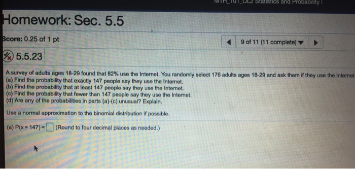 Solved MTH 101 OL2 Statistics and Probability I Homework: | Chegg.com