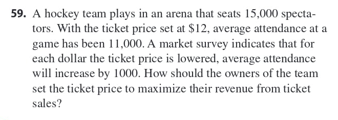 Solved 59. A hockey team plays in an arena that seats 15,000 | Chegg.com