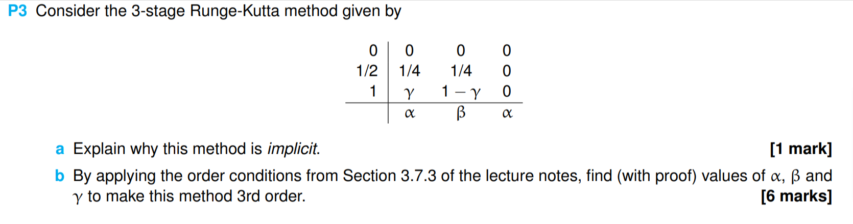 Solved P3 Consider the 3-stage Runge-Kutta method given by | Chegg.com