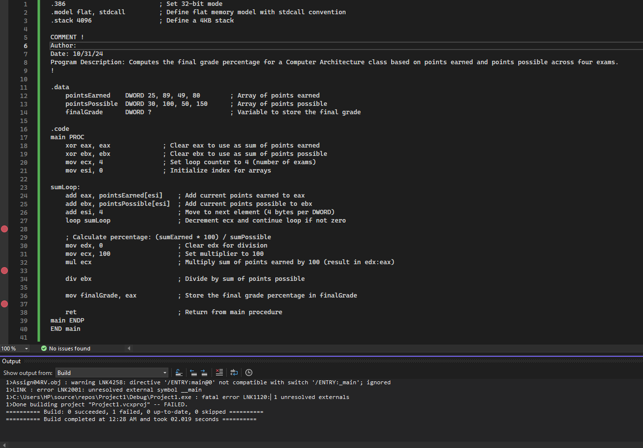 Solved What am ﻿i doing wrong? In ﻿masm and using 32-bit. | Chegg.com