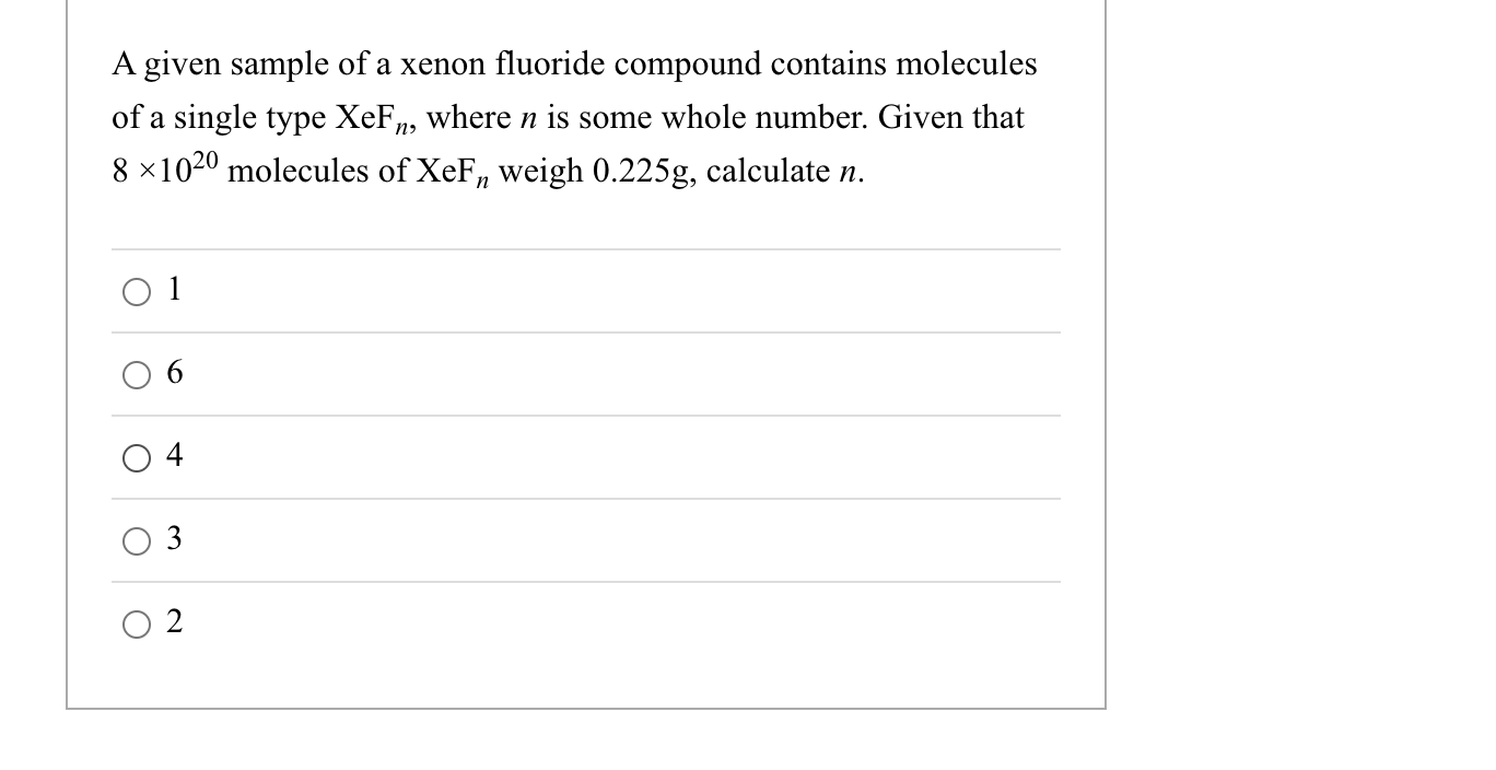 Solved A given sample of a xenon fluoride compound contains | Chegg.com