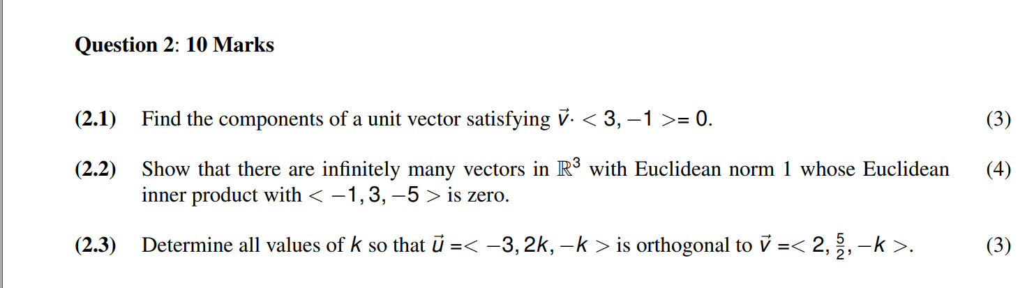 Solved (2.1) Find the components of a unit vector satisfying | Chegg.com