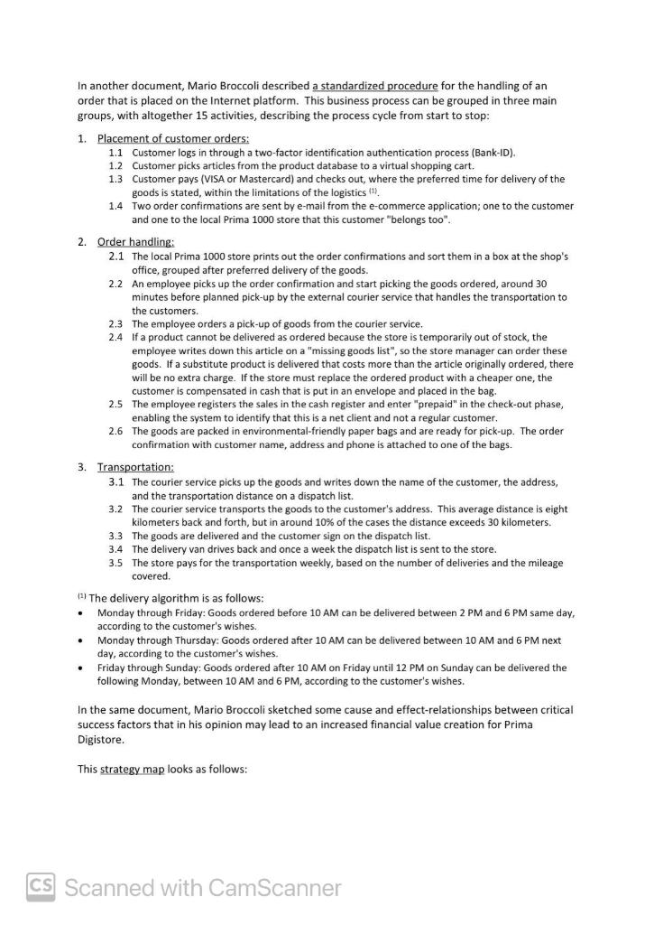 Case Prima 1000 supermarkets and their e-commerce | Chegg.com