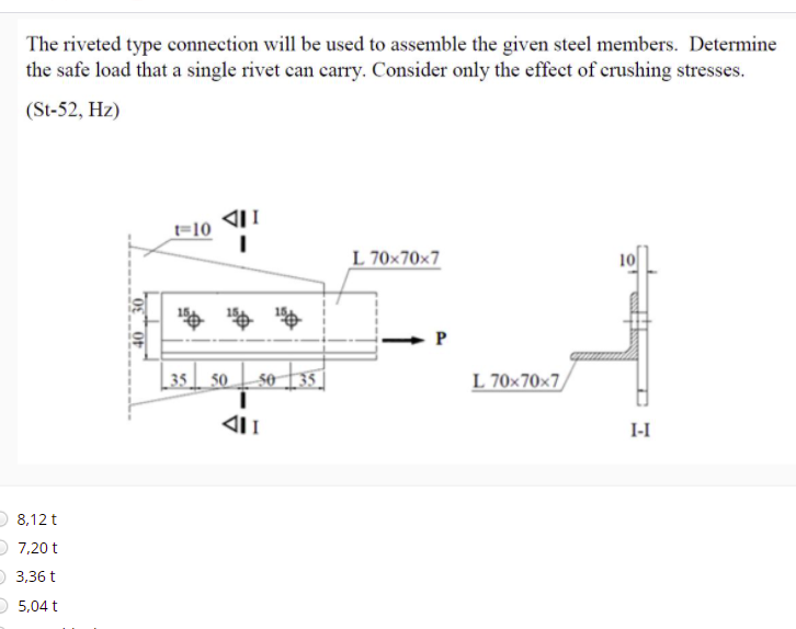 Solved The riveted type connection will be used to assemble | Chegg.com
