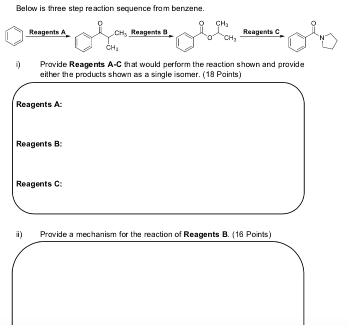 Solved Below is three step reaction sequence from benzene. | Chegg.com