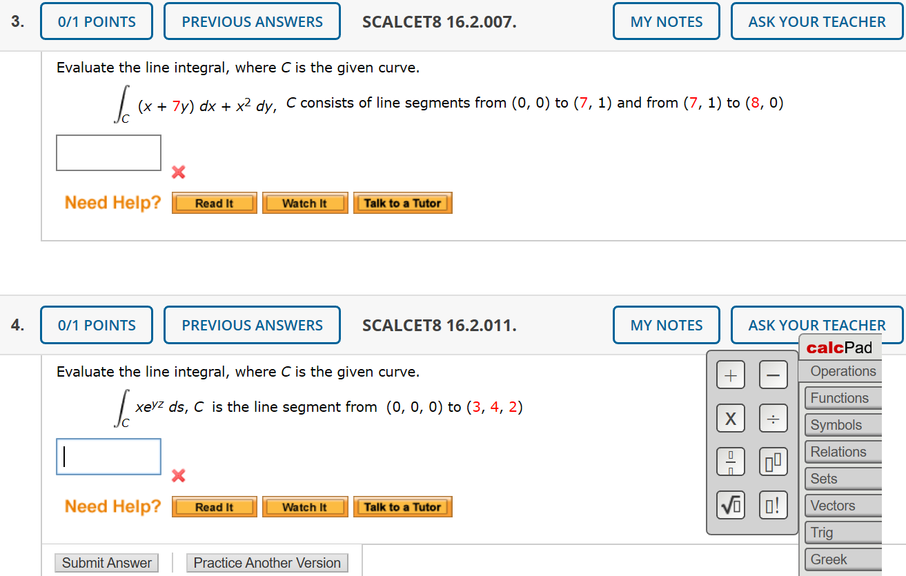Solved 3. 0/1 POINTS PREVIOUS ANSWERS SCALCET8 16.2.007. MY | Chegg.com