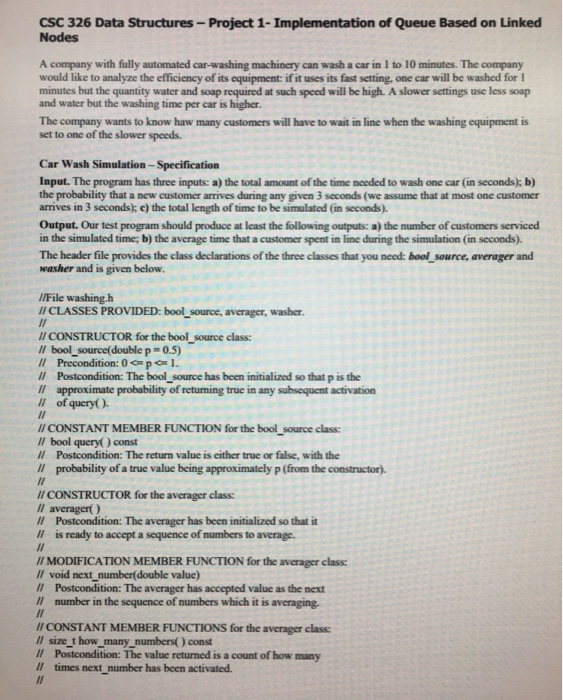 Solved CSC 326 Data Structures-Project 1- Implementation of | Chegg.com