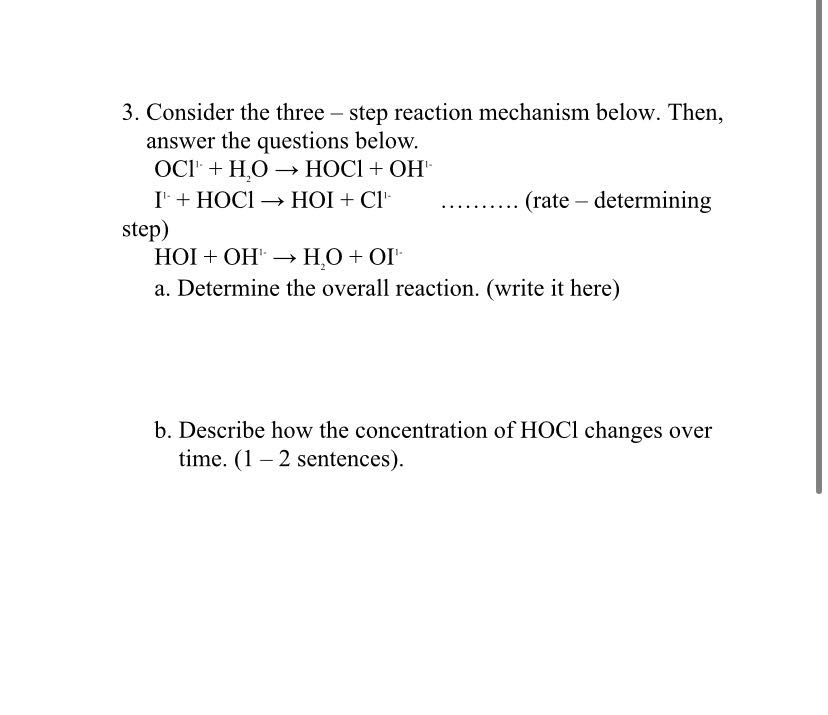 Solved 3. Consider the three - step reaction mechanism | Chegg.com