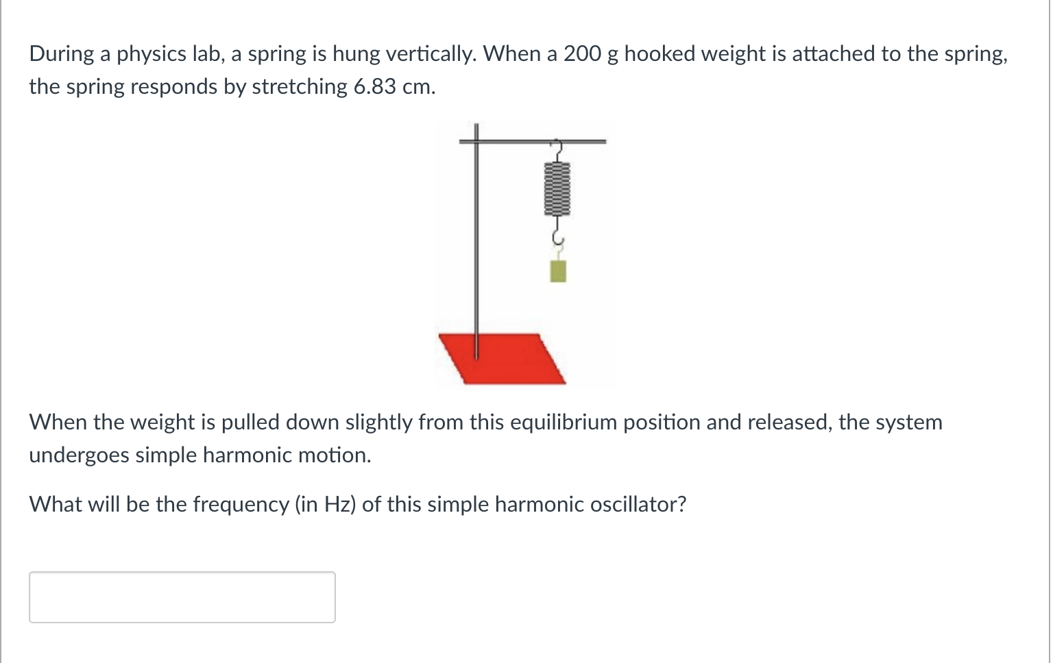 Solved During a physics lab, a spring is hung vertically. | Chegg.com