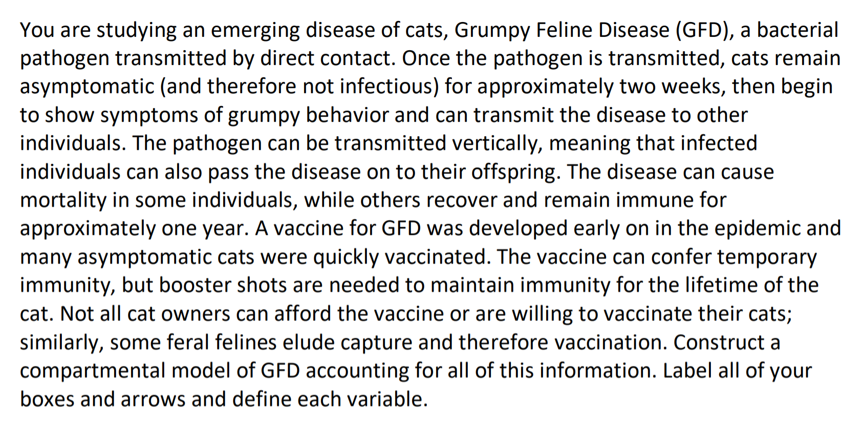 Solved You are studying an emerging disease of cats, Grumpy | Chegg.com
