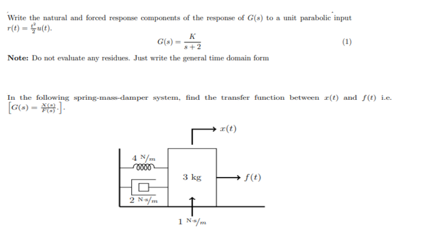 Solved Write the natural and forced response components of | Chegg.com
