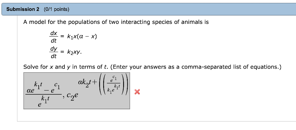 Solved A model for the populations of two interacting | Chegg.com
