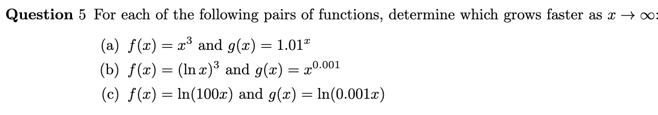 Solved Question 5 For each of the following pairs of | Chegg.com