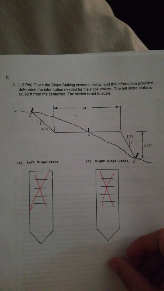 (12 Pts) Given the Slope Staking scenario below, and | Chegg.com