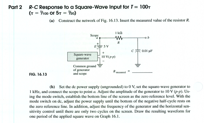 Perator toPart 2R-C Response to a Square-Wave Input | Chegg.com