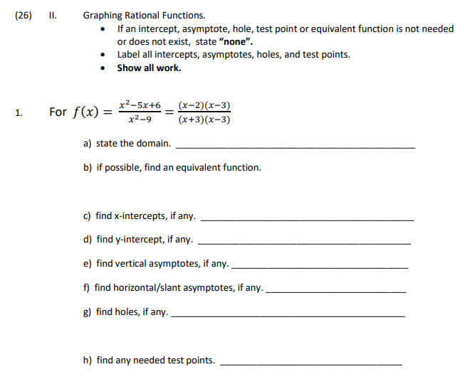 Solved (26) 11. Graphing Rational Functions. • If an | Chegg.com
