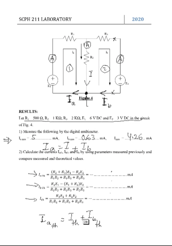 Solved SCPH 211 LABORATORY 2020 2. Single loop Thc circuit | Chegg.com
