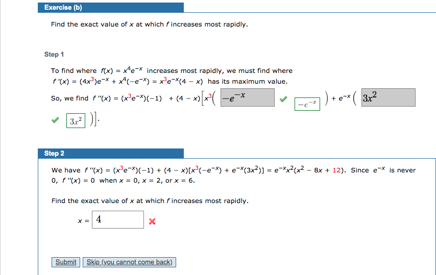 Solved Consider the following function f(x) = xe-x Exercise | Chegg.com