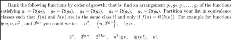 Solved Rank the following functions by order of growth; that | Chegg.com
