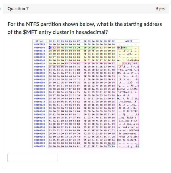 For the NTFS partition shown below, what is the | Chegg.com