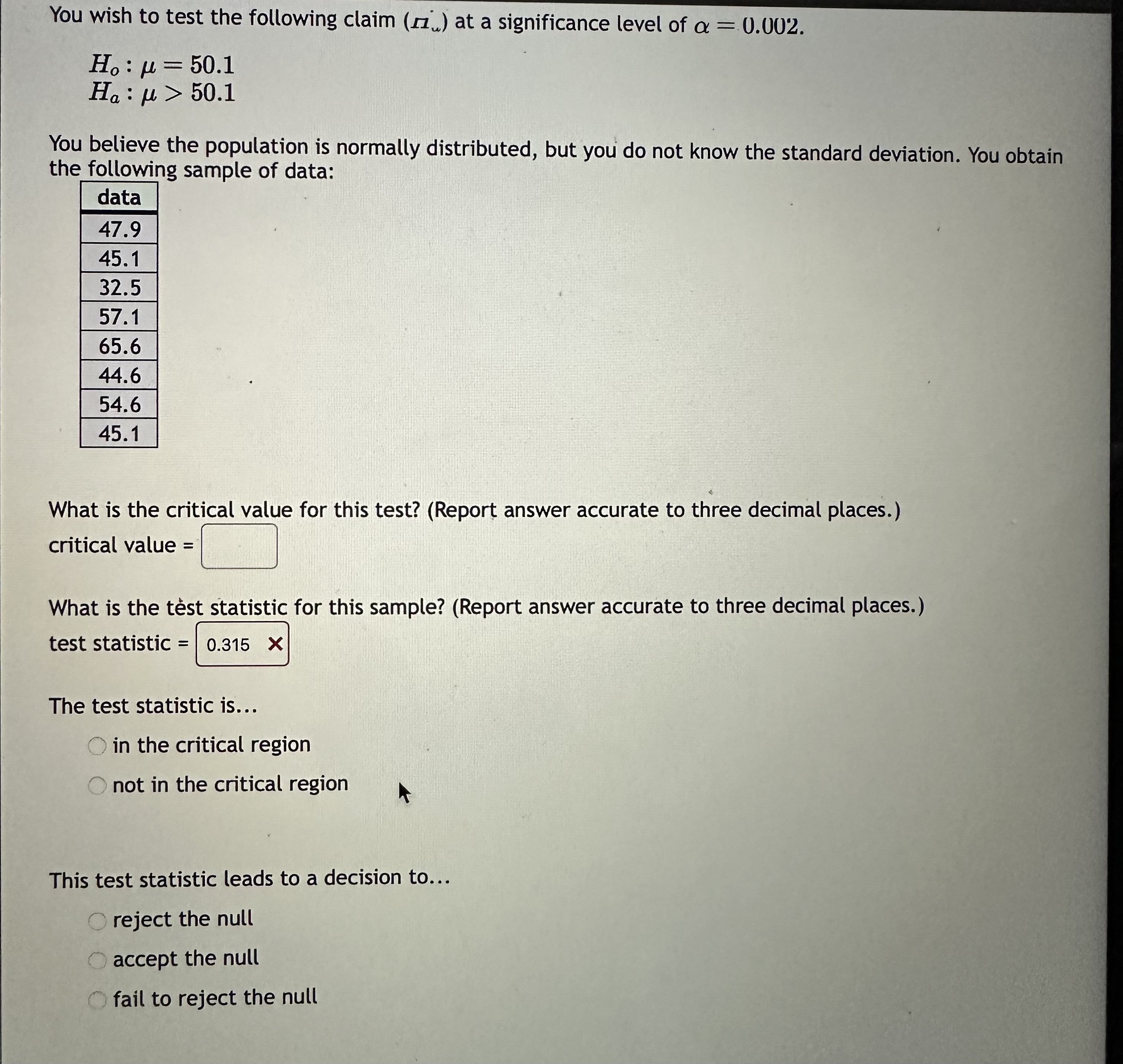 Solved You wish to test the following claim ( πω) at a | Chegg.com