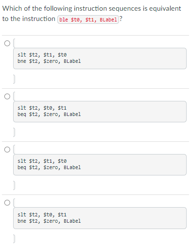 Solved Which of the following instruction sequences is | Chegg.com