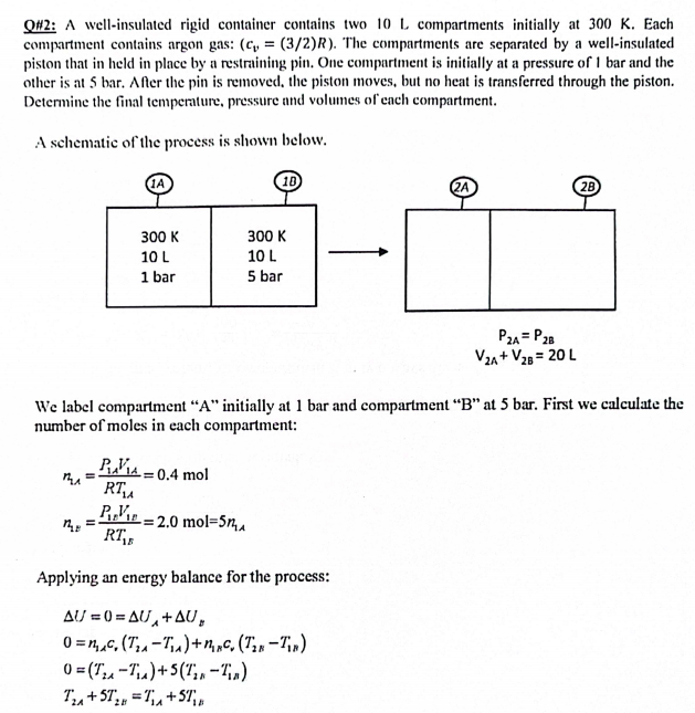Solved Q#2: A well-insulated rigid container contains two 10 | Chegg.com